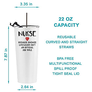 Fancyfams Nurse Gifts for Women 22 oz Stainless Steel Tumbler - Nurse Tumbler, Nurse Gifts, Gifts for Nurses, RN Gifts for Nurses, Nurse Gift Box for Women (White Nurse Set)