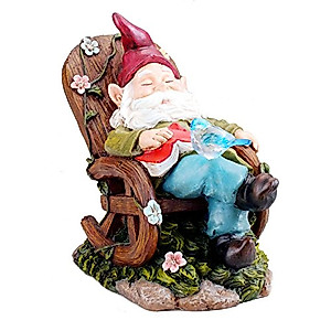 Bo-Toys Solar Powered Gnome Sleeping in a Chair LED Garden Light Decor