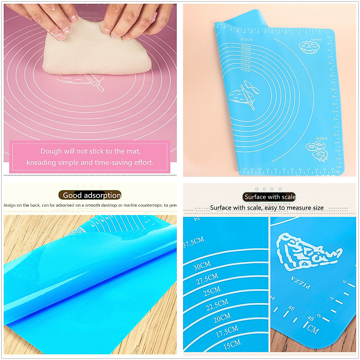 Silicone Baking Mat,15.7x19.7 Inches Extra Large Food Grade Reusable Nonstick pad, Heat Resistance Table Placemat Board for Pastry Dough Pastry Fondant, for Halloween Christmas New Year Party Supplies