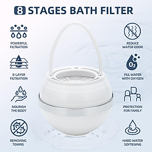 Bath Ball Filter, Bath Ball Water Filter, Bathtub Water Filter, Bath Ball Bathtub Water Filter for Tub Faucet - BPA Free - White