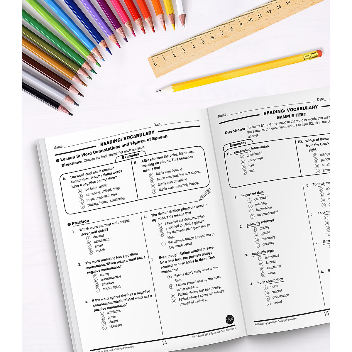 Spectrum Grade 6 Test Practice Workbooks, Ages 10 to 11, Math, Language Arts, and Reading Comprehension 6th Grade Test Practice, Reproducible Book, Vocabulary, Writing, and Math Practice - 160 Pages