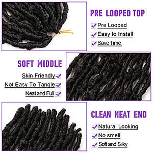 7 Packs Butterfly Faux Locs Crochet Hair 12 Inch Pre-looped Distressed Locs Soft Locs Crochet Hair For Black Women Crochet Braids Hair (12Inch 7Pack, 1B#)