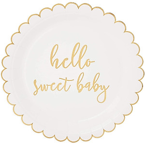 Hello Sweet Baby Shower Supplies, Dinnerware Set (144 Pieces, Serves 24)