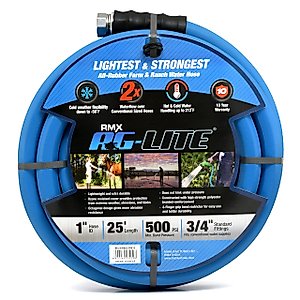 AG-LITE BSALONE25 1" x 25' Hot/Cold Water Rubber Garden Hose, 100% Rubber, Ultra-Light, Super Strong, 500 PSI, 50F to 190F Degrees, High Strength Polyester Braided, 2x Water Flow