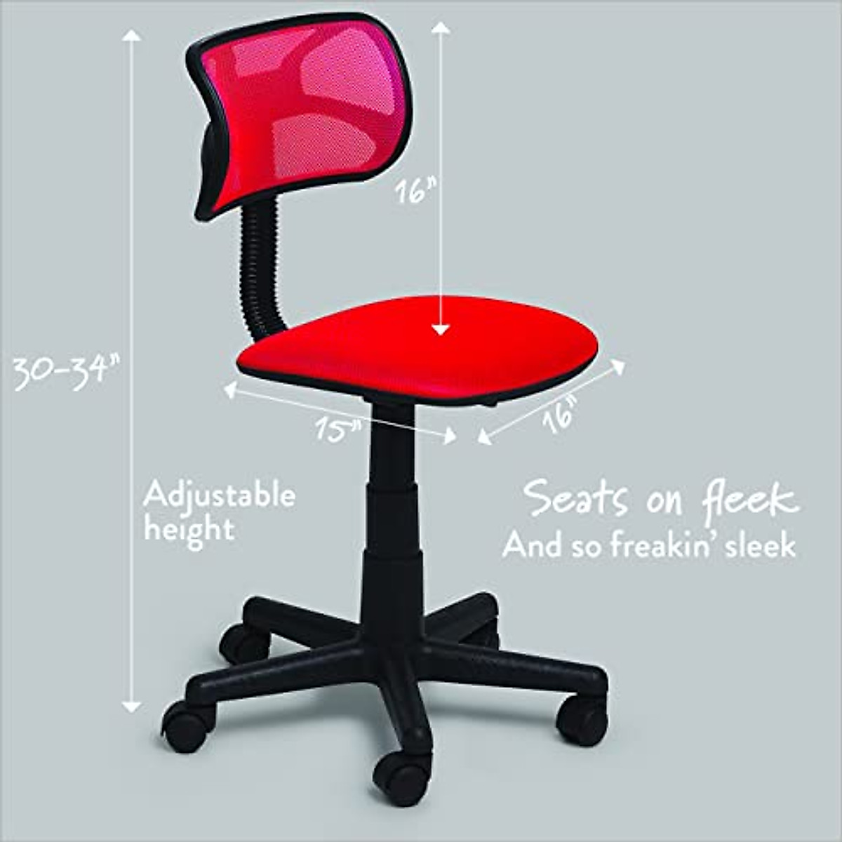 Urban Shop Swivel Mesh Desk Chair, Red 21D x 21W x 33H in