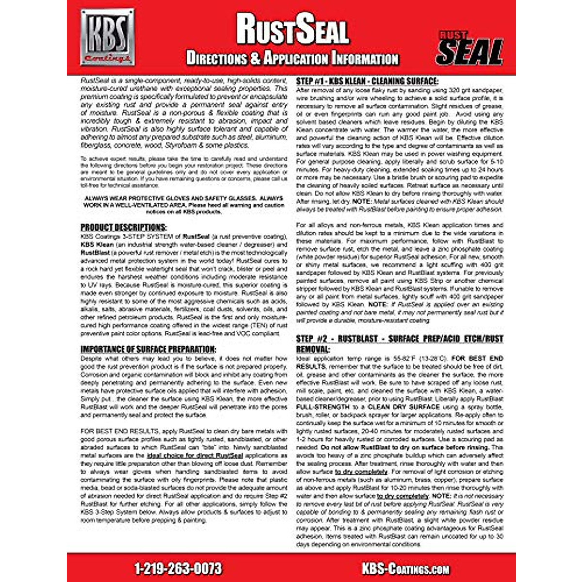 KBS Coatings 57006 Oxide Red Frame Coater Quart Size Rust Prevention Kit