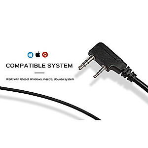 Radioddity PC001 FTDI USB Programming Cable, Plug and Play, Compatible with Windows 7/8/10/11, Most Analog Two Way Radios with 2-Pin K Plug