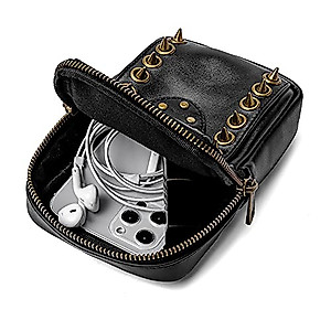 nice--buy Punk Gothic Skull Carry Purse Women Handbag Single Shoulder Waist Bag Cell phone Wallet Steampunk Retro Women Travel Purse Motorcycle Bag Stud Rivet Fashion, Black, Small