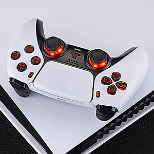 eXtremeRate Multi-Colors Luminated Dpad Thumbstick Share Home Face Buttons for PS5 Controller, Black Classical Symbols Buttons DTF V3 LED Kit for PS5 Controller - Controller NOT Included