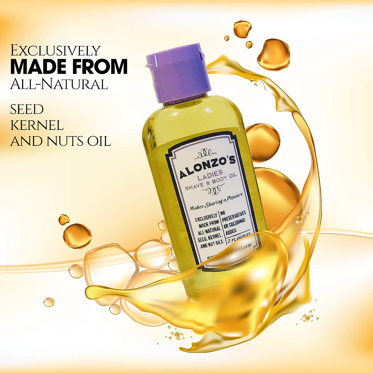 Alonzo’s Sensational Shave - Shaving Oil for Women (2 Oz Bottle) All-Natural Pre-Shave & After Shave Oil for Smooth Legs and Soft Bikini Area - Moisturizes & Calms Irritated Skin from Razor Burn