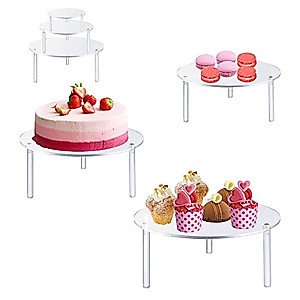 Supkiir Acrylic Cake Stand, 3Pcs Round Clear 3 Tier Cupcake Stand Cake Holder for Cupcake Dessert Cake Pizza