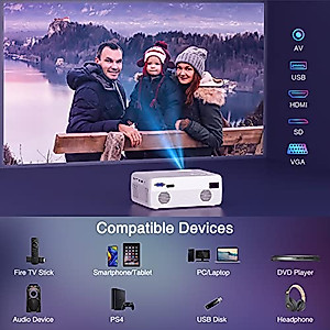 Projector, CRAZVIEW Projector with WiFi and Bluetooth, 7500L Mini Projector with 100” Screen, HD 1080P Supported Portable Projector Compatible with Fire Stick/HDMI/VGA/USB/AV/PS4/iOS & Android