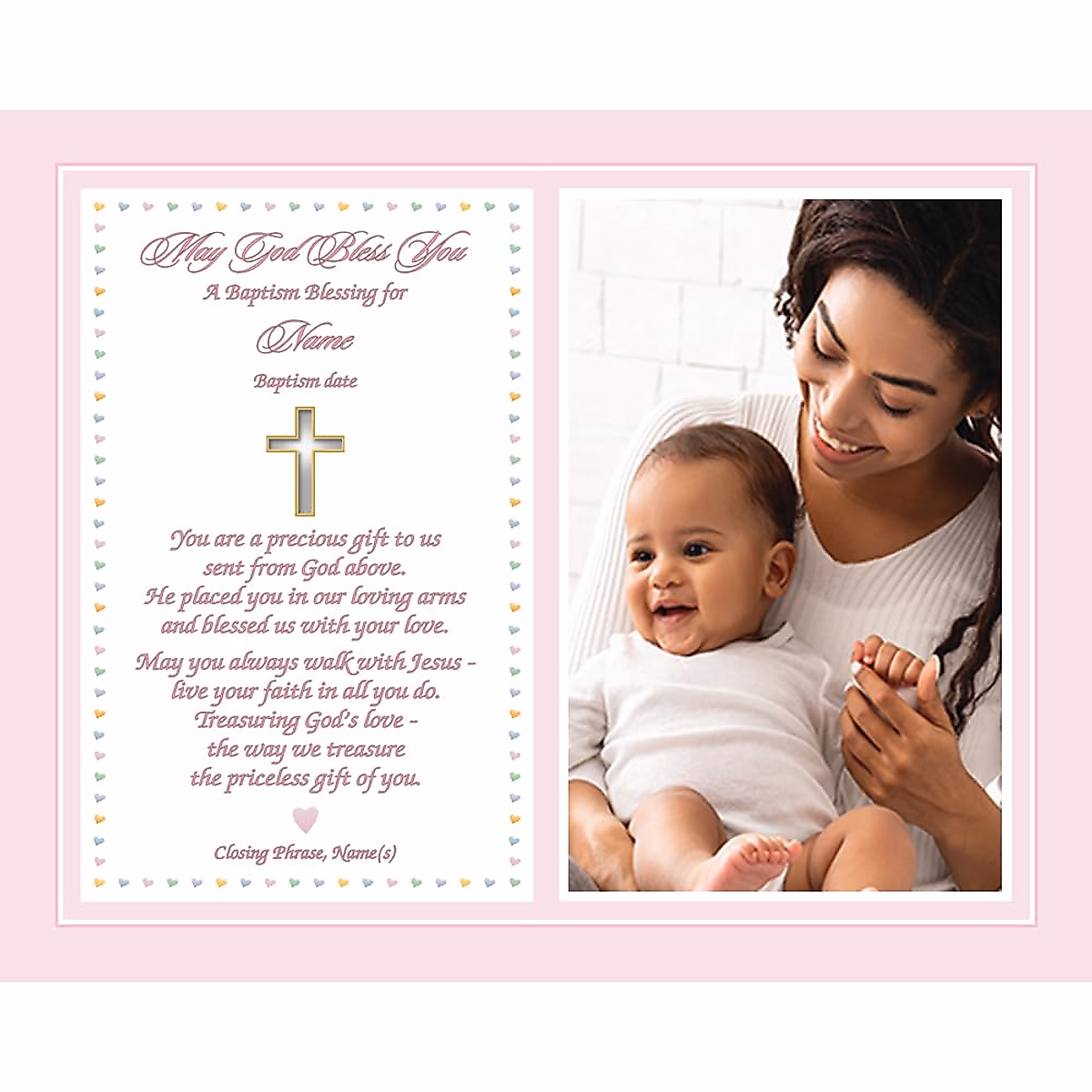 Poetry Gifts Baptism Personalized Blessing for Baby Girl, Customized 8x10 Inch Print