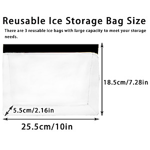 Ulifebetter 3 Pcs Reusable Ice Storage Bags with Secure Zip, 10"*7"*2.5"Freezer Bags Clear Ice Cube Storage Bags Freezer Storage Bags Ice Holder for Ice and Food Storage