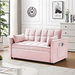 ylyajy Double Sofa Bed,Small Love Seat Lounge Sofa with Reclining Backrest, Pillows 3 in 1 Convertible Sleeper Sofa Bed