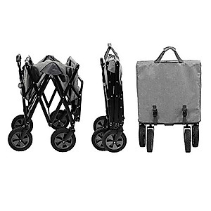 Mac Sports Collapsible Folding Outdoor Utility Wagon (Wagon with Side Table (Utility, Light Grey)