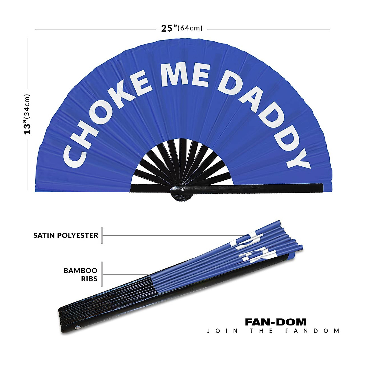 Choke Me Daddy Hand Fan Foldable Bamboo Circuit Hand Fan Funny Gag Slang Words Expressions Statement Gifts Festival Accessories Rave Handheld Circuit Event Fan Clack Fans (Blue)