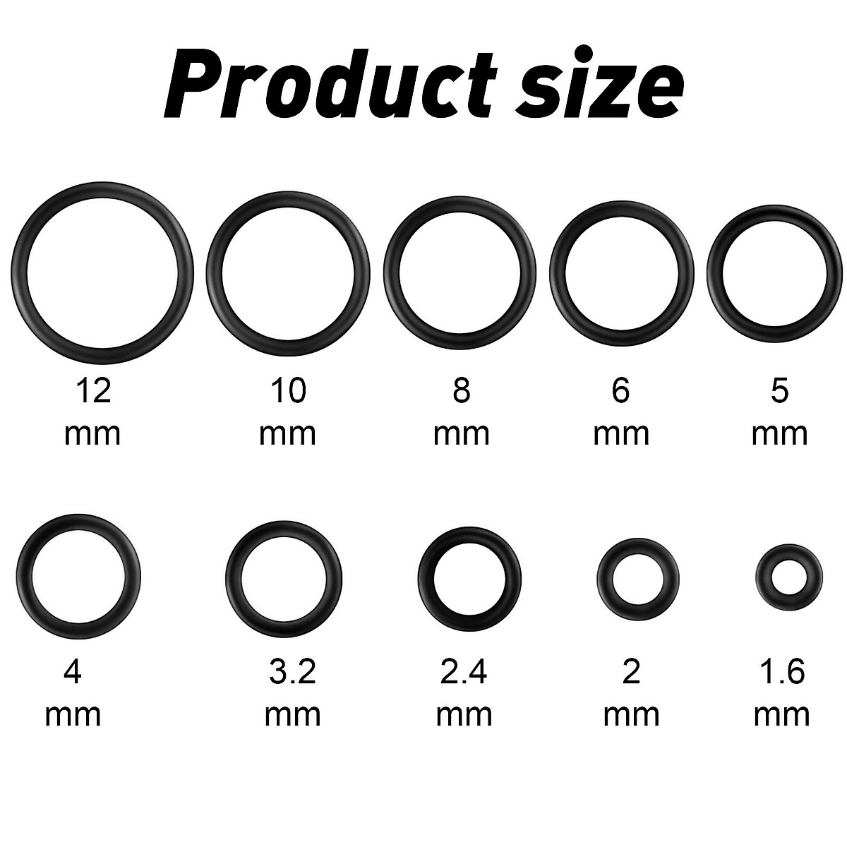 100 Pieces Black O-Rings Silicone O Rings Replacement for Ears Piercing Gauges Kit 00G 0G 2G 4G 6G 8G 10G 12G 14G 12 mm