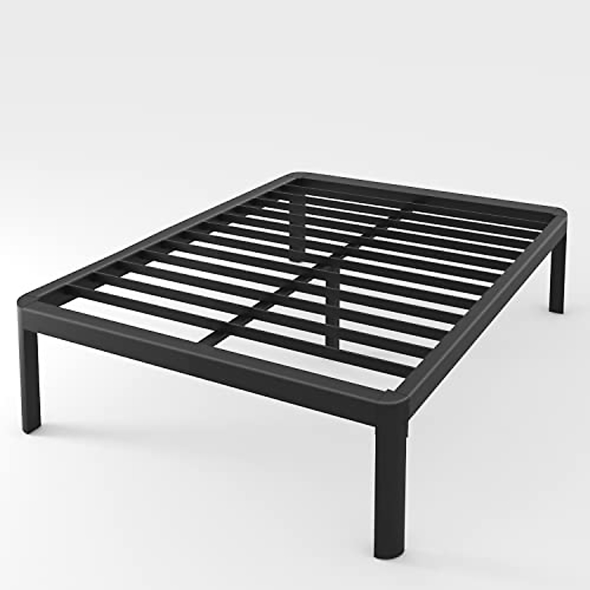 Yitong Angel 18 Inch Queen Bed Frame with Round Corner Edge Legs, 3500 lbs Heavy Duty Metal Platform Bed Frame Queen Size, Steel Slats Support/No Box Spring Needed/Noise Free/Non-Slip