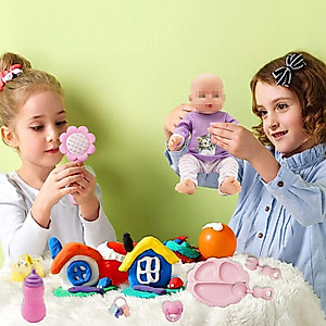 SOTOGO 34 Pieces Baby Doll Care Set Doll Feeding and Changing Accessories Set Baby Doll Accessories in Bag, Without Doll