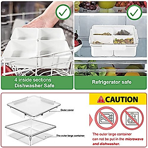Shopwithgreen Divided Serving Tray with Lid, Removable Divided Platter Food Storage Containers with 4 Compartment for Christmas Party, Veggies, Snack, Fruit, Nuts, Candy, Cracker, Chip