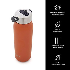 S'well Recycled Stainless Steel Explorer with Flip Straw Lid, 24oz, Carnelian, Triple Layered Vacuum Insulated Containers Keeps Drinks Cold for 36 Hours and Hot for 8