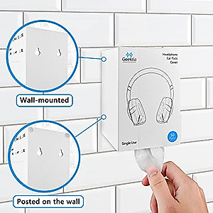 Geekria 100 Pairs Disposable Headphone Covers with Dispenser Box, Stretchable Sanitary Ear Pads Covers, Hygienic Ear Cushion Protector for Medium-Sized Earpiece (50 Pairs/Box, 2 Boxes)