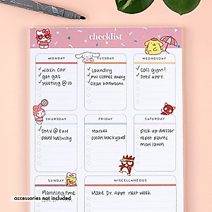 Hello Kitty Checklist Notepad - Stay On Top of Daily, Weekly and Assorted Tasks. Achieve Your Goals. Paper Is 80 lb. Text Weight. 1 Notepad, 25 Pages by Hello Kitty x Erin Condren.