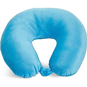 Wolf Essentials Adult Cozy Soft Microfiber Neck Pillow, Compact, Perfect for Plane or Car Travel, Light Blue