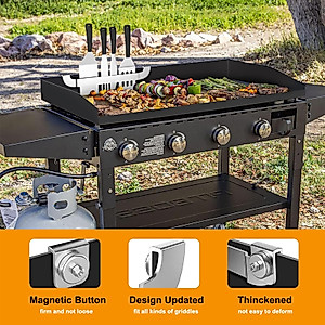 10 Inch Griddle Spatula Holder Magnetic Design, Stainless Steel Grill Barbecue Tool Rack, Griddle Accessories for Blackstone Flat Top Griddle and Other Grill Griddles (2 Pcs)