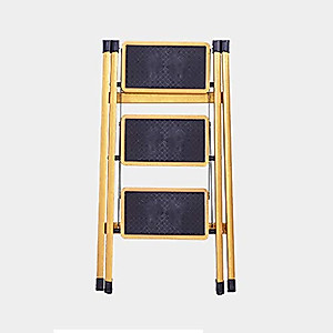 PENGJIE Folding Ladder Step Stool Ladder Stool 3 Step Folding Heavy Duty Steel Portable Anti Slip Mat Tread Compact 150 Kg Capacity