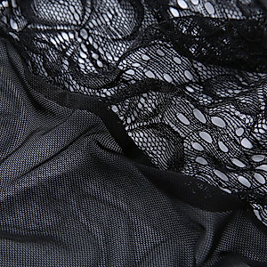 Lingerie for Women One-Piece Teddy Lingerie Sexy Bodysuit Lace Nightie (Black, L)