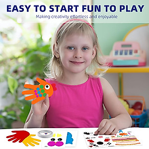 HAPMARS Handprint Art Craft Kits for Kids,16 Pack Easy Animal Cutout Craft for Toddler Age 3, 4, 5,DIY Fun Hand Print Paper Crafting,Creative Toys Preschool Classroom Activity Project for Boys & Girls