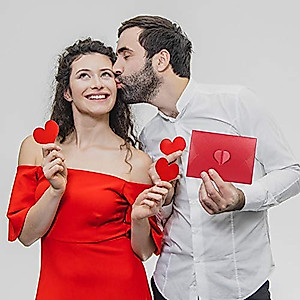 Valentines Day Cards for Her Him, Wood Valentines Cards for Husband Wife, Happy Birthday Card for Boyfriend Girlfriend, Wooden Greeting Card with Red Heart Envelope