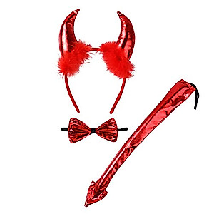 Devil Headband Horn Costume Set for Halloween Animal Creature Costume Accessory Kit