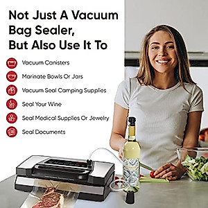 Magic Mill Professional Vacuum Sealer Machine Pro With New Patent Handle MVS-5181 for Food Bags, Marinate Bowls, and Meal Packing Cannister | Vacuum Sealer with Cutter and Jar Attachment | Manual and Automatic Bag Sealer with 2 Pressure Settings