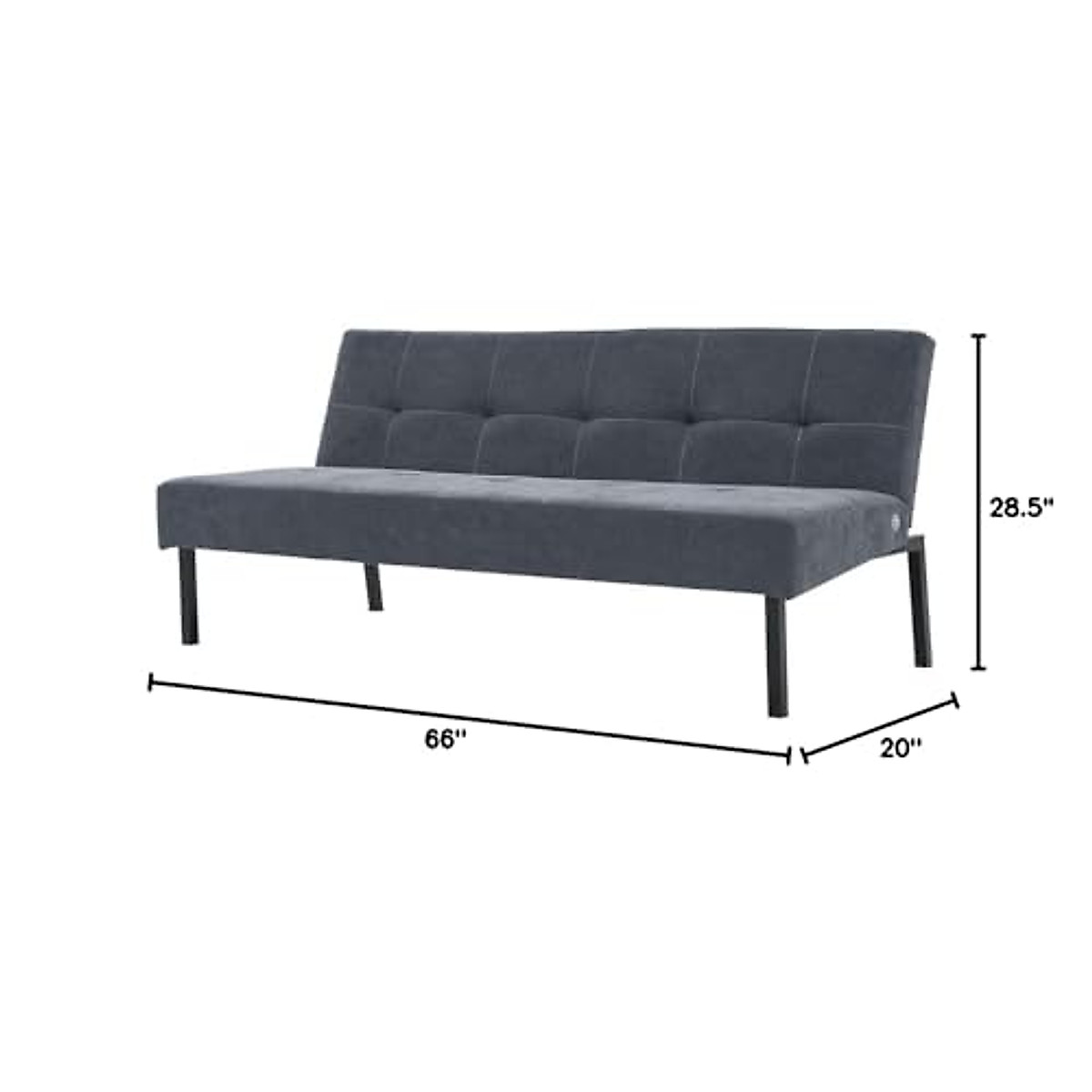 Panana Linen Upholstered Modern Convertible Folding Futon Sofa Bed with Metal Legs for Compact Living Space, Apartment, Dorm, Bonus Room, Gray