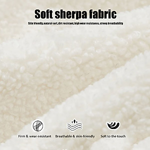 QQXX Sherpa Round Ottoman Stool,Soft Foot Stool Footrest Mushroom Shape,Dressing Makeup Chair,Velvet Upholstered Ottoman Pouf,Comfortable Seat for Living Room, Bedroom, Entrance Sofa Stool