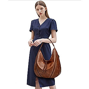 VOGUZY Handbags for Women Large Hobo Shoulder Bags Zipper Purse Tote Bag PU Leather Fashion Tote Satchel Bag Wallets White