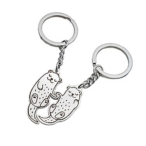HISYI fashion keychain 2 Pack Cute Animal Keychain Set Car Keychain Otters Key Holder Stainless Steel Bag Pendant Gift for Besties, As Shown in the Figure
