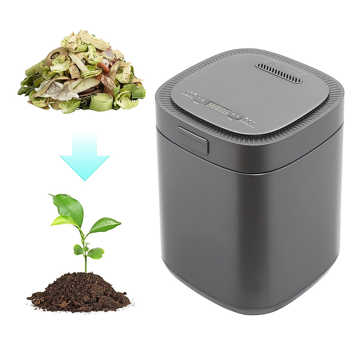 2.5L Electric Compost Machine Kitchen Mill Composter Bin Indoor Countertop Composting Machine with LED Display, Activated Car bon Odorless, Turn Food Waste and Scraps into Fertilizer for Garden Plants