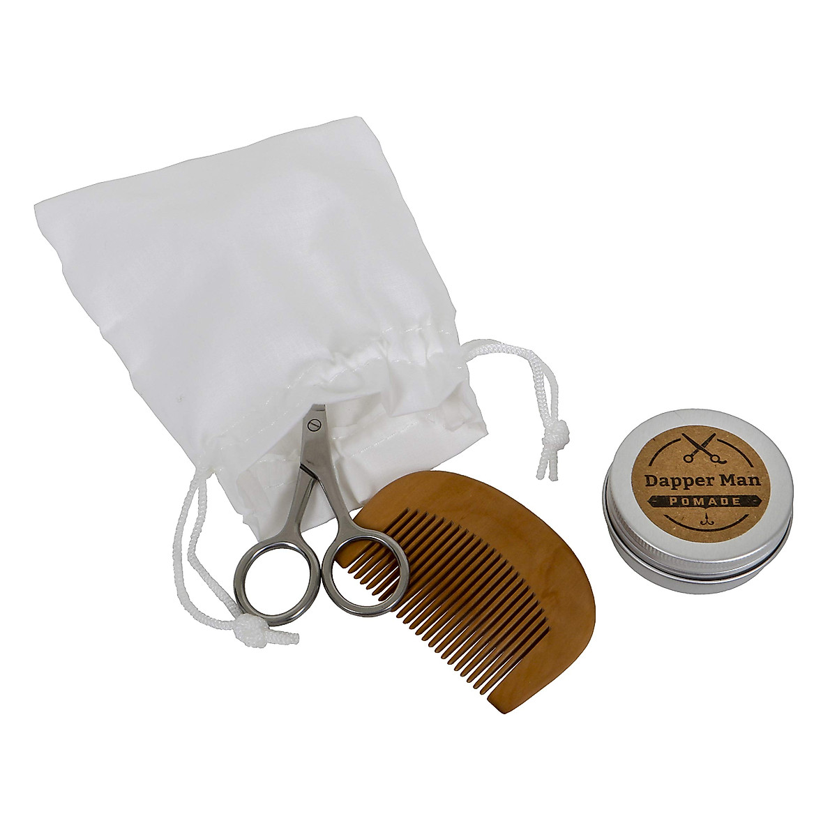 The Rustic Man For the Well Gent Beard Grooming Kit, Includes Trimming Scissors, Comb, Pomade, and Travel Bag, Cream