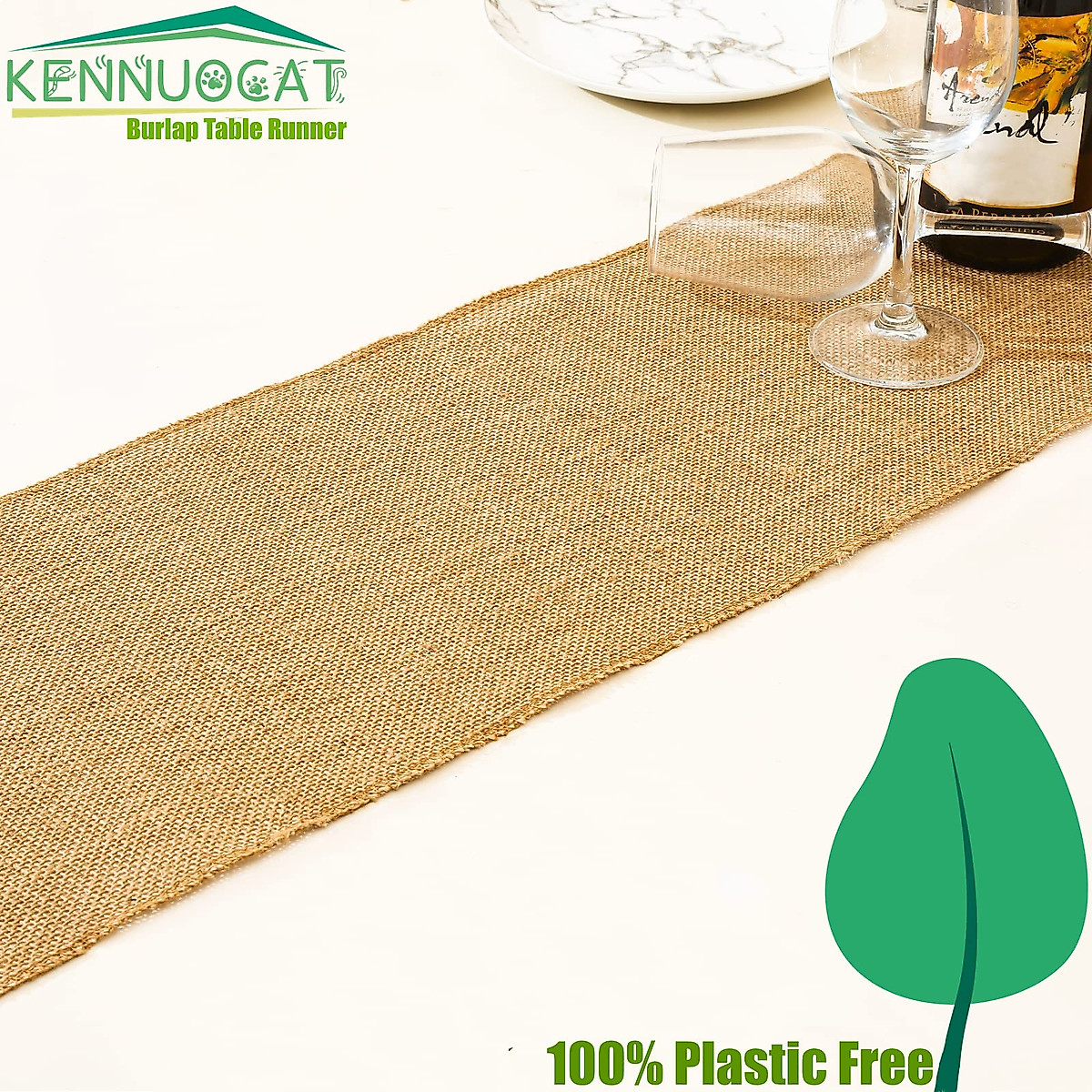 Burlap Table Runners 30x275cm丨Natural Rustic Decor for Weddings, Parties & Home Tablecloth丨Premium Jute Fabric Rolls丨Eco-Friendly Hessian Linens DIY Crafts by KENNUOCAT