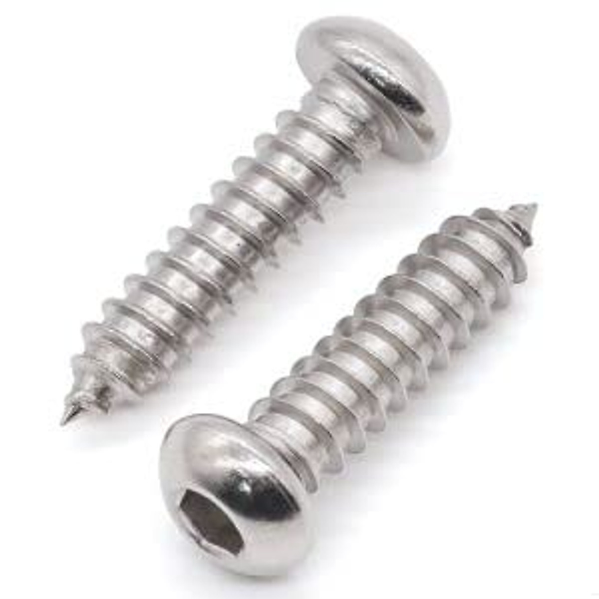 Glvaner (30 pcs) M6 x 16mm Button Head Socket Cap Self Tapping Screws 304 Stainless Steel 18-8 Wood Screws Sheet Metal Screws Full Thread Coverage