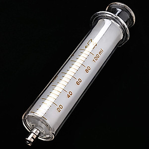 Gufastoe 1 Pack Glass Laboratory Syringes with Caps 100cc/ml for Industry