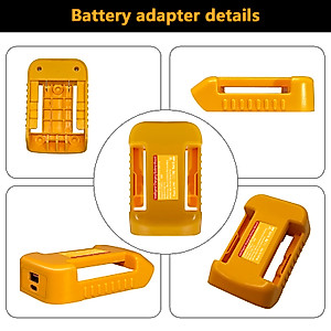 Laimiao 2Pcs for Dewalt Battery USB Charger Adapter, Battery Holder for Dewalt 20V DCB200 DCB201, with Type-C and USB Fast Charging Adapter