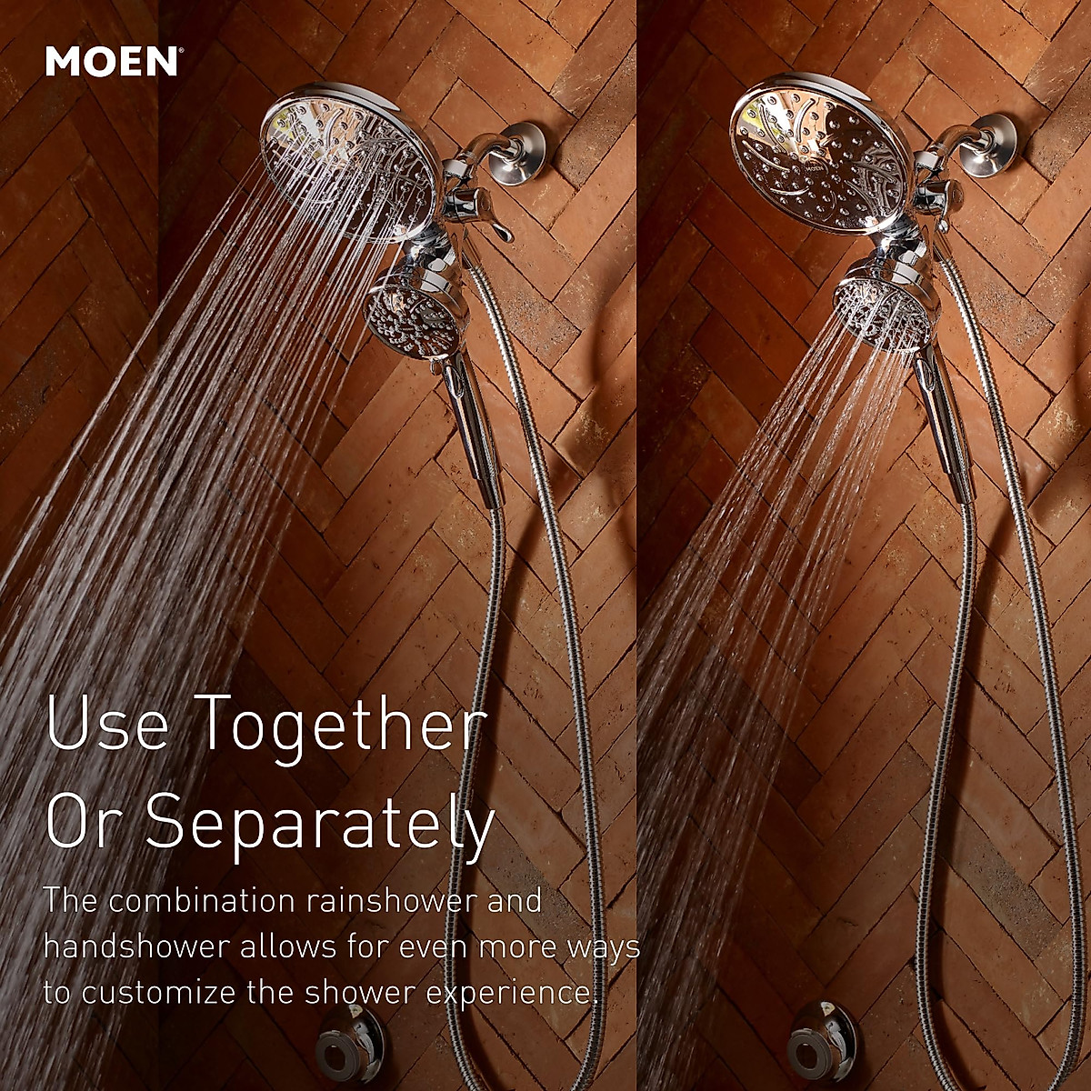 Moen Engage Magnetix Chrome 2.5 GPM Handheld/Rain Shower Head 2-in-1 Combo Featuring Magnetic Docking System, Rain Shower Head with Handheld Spray, 26009