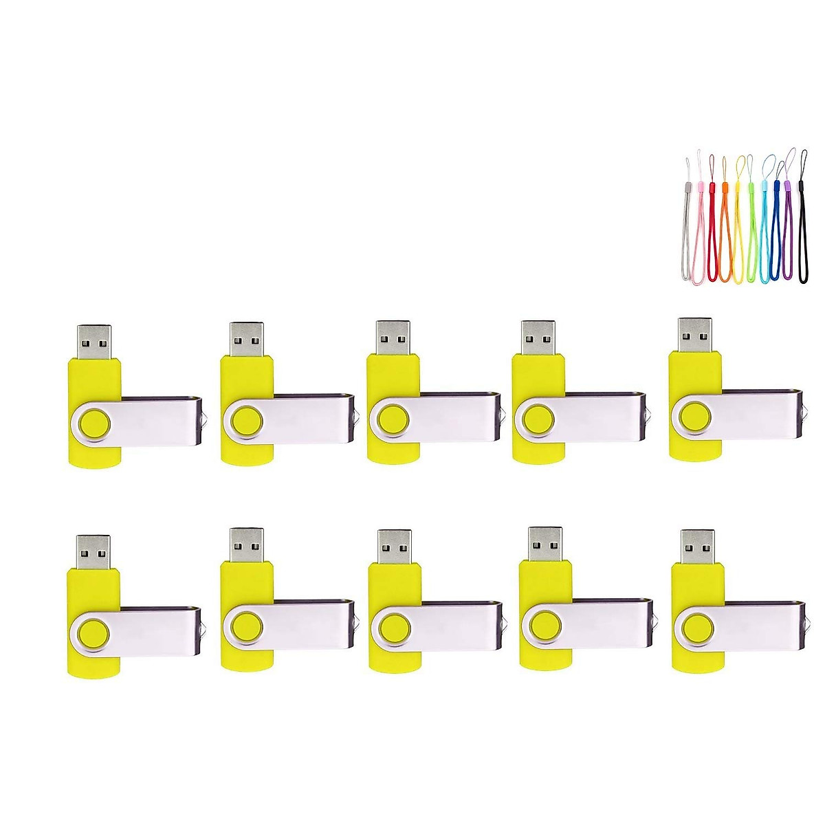 10PCS 2.0/3.0 USB Flash Drive Pen Drive Memory Stick Thumb Stick Pen Black (2.0/1GB, Yellow)