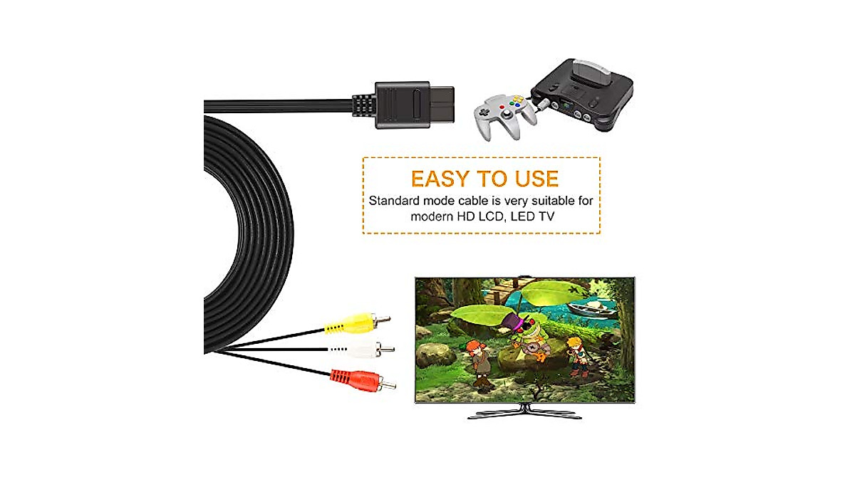 2 Pack 6Ft AV Cable for Nintendo 64, GameCube & SNES - Retro Gaming