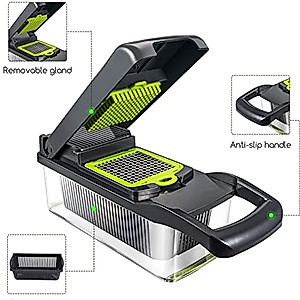 BROCHE Vegetable Chopper - Pro Onion Chopper - 12 in 1 - Multifunctional Slicer Vegetable Chopper with Container - Kitchen Organization - Food Chopper - Garlic chopper - Veggie Chopper with container